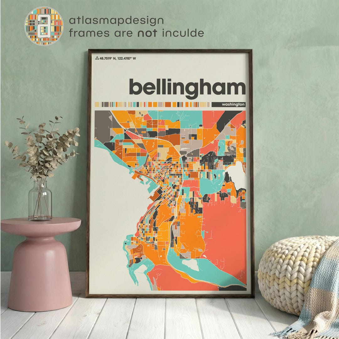 Bellingham Washington Map Poster Print, Minimalist Wall Art Printable ...