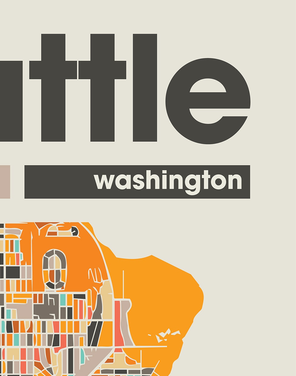 Seattle Colorful Map, City of Seattle Map, Seattle Minimalist Map ...