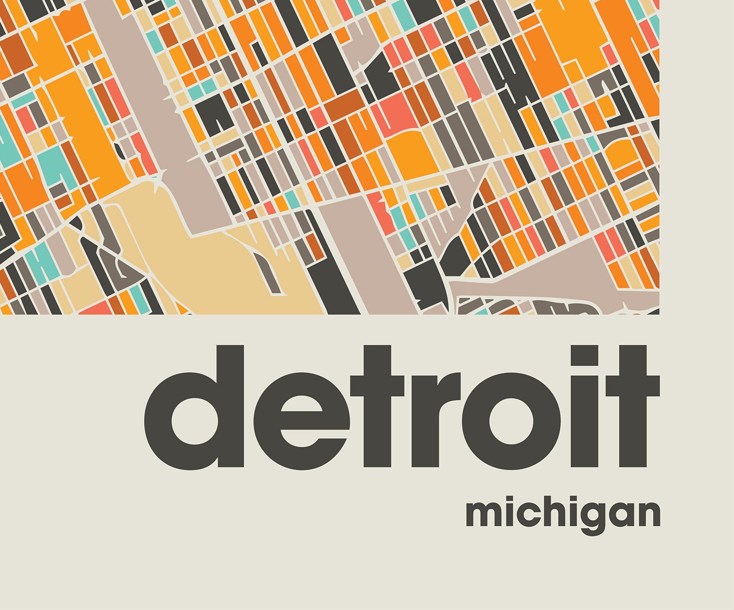Detroit City Map, Michigan City Map, Minimalist City Map, Modern City ...