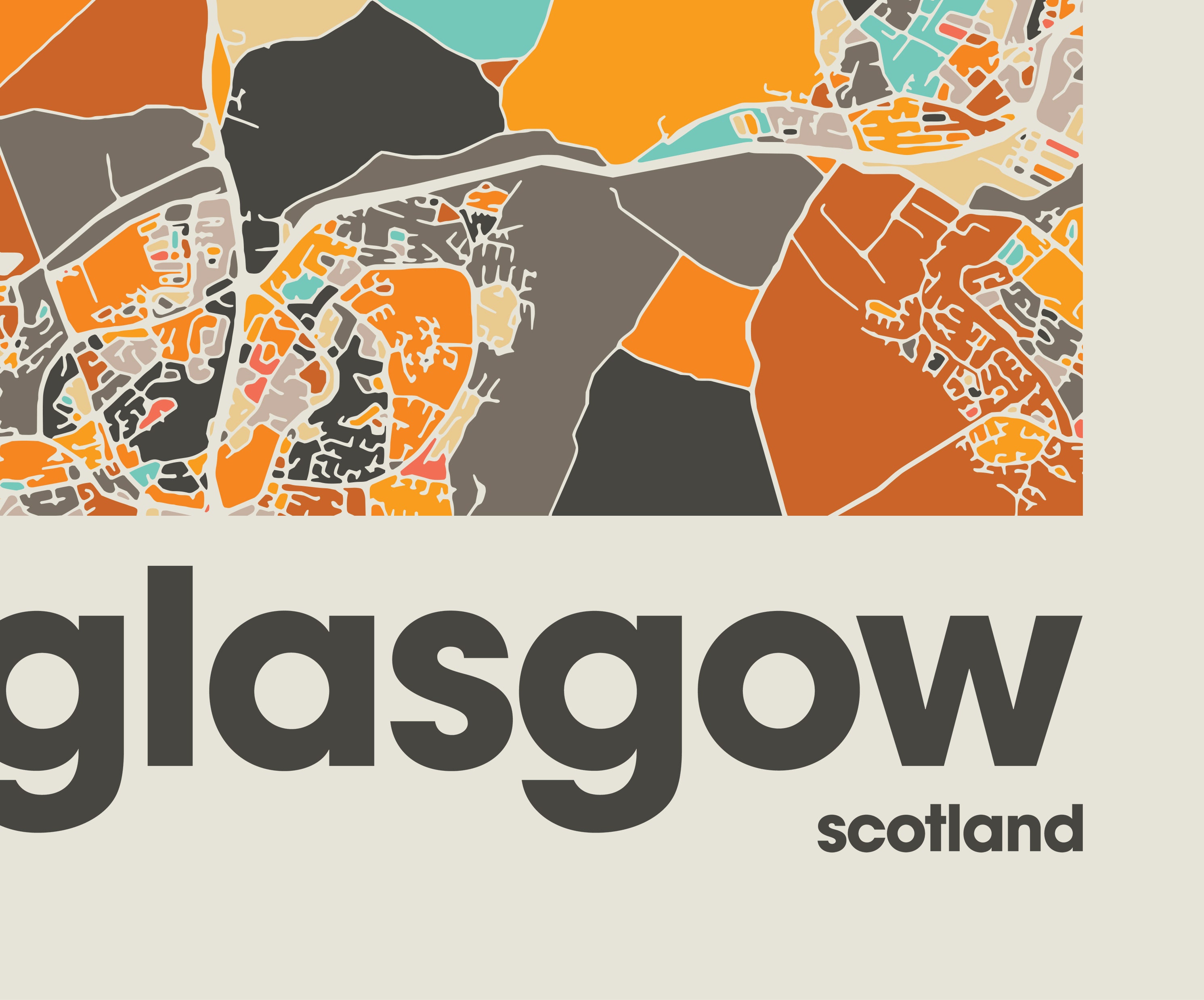 Glasgow Map Print Colorful Map Minimalist Glasgow Print - Etsy