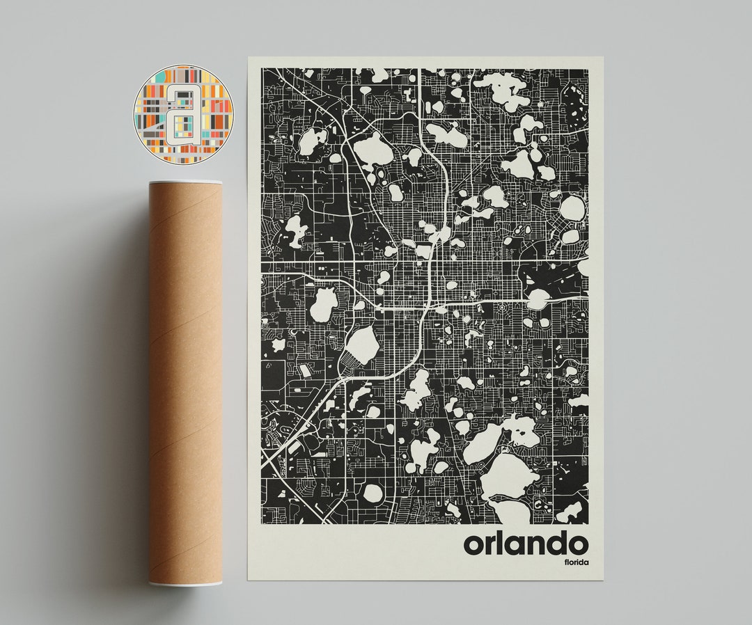 Orlando Map, Orlando Map Print, Minimalist Map, Florida Print ...
