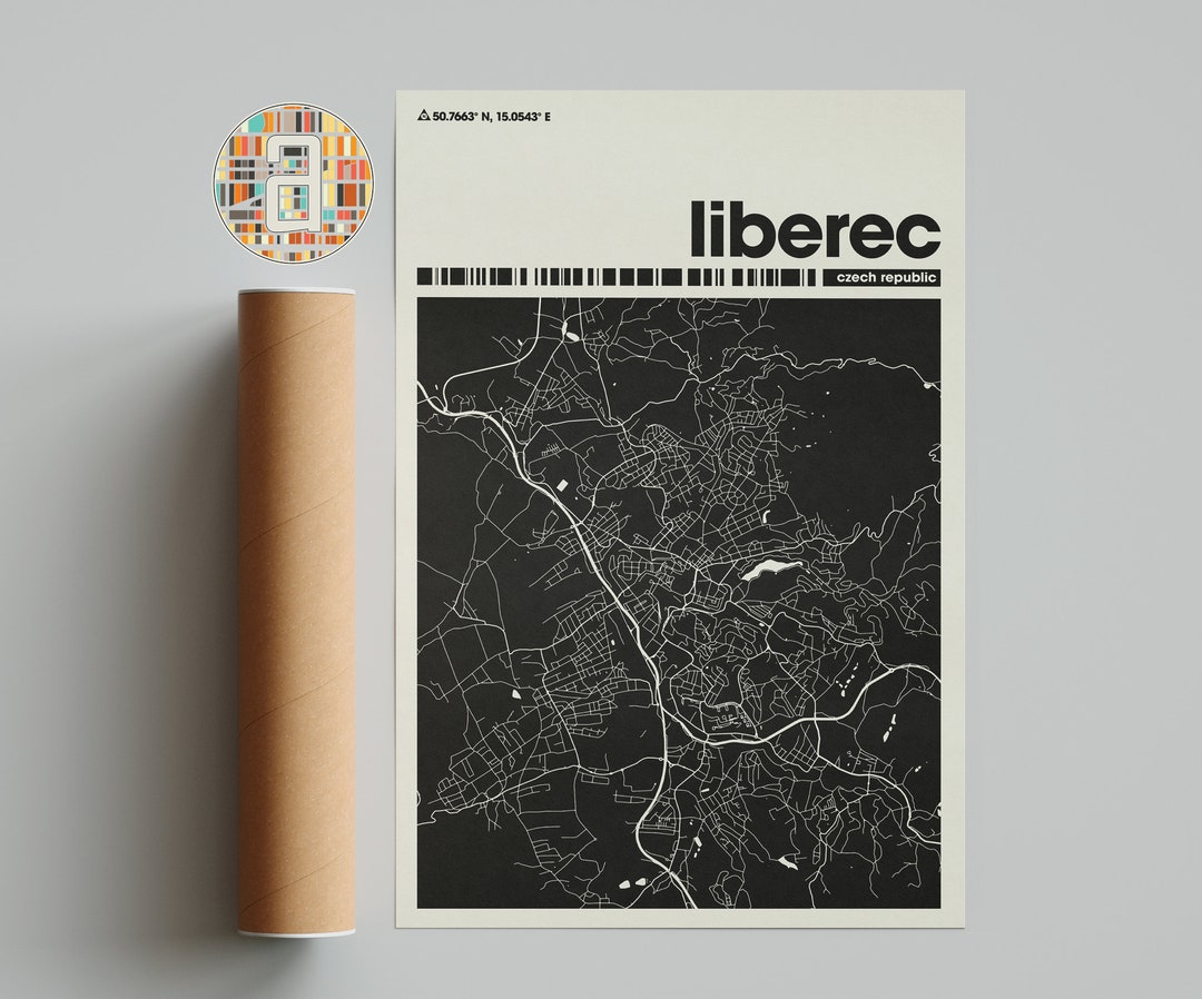 Liberec City Map, Czech Republic City Map, Minimalist City Map, Modern City Map, Custom City ...