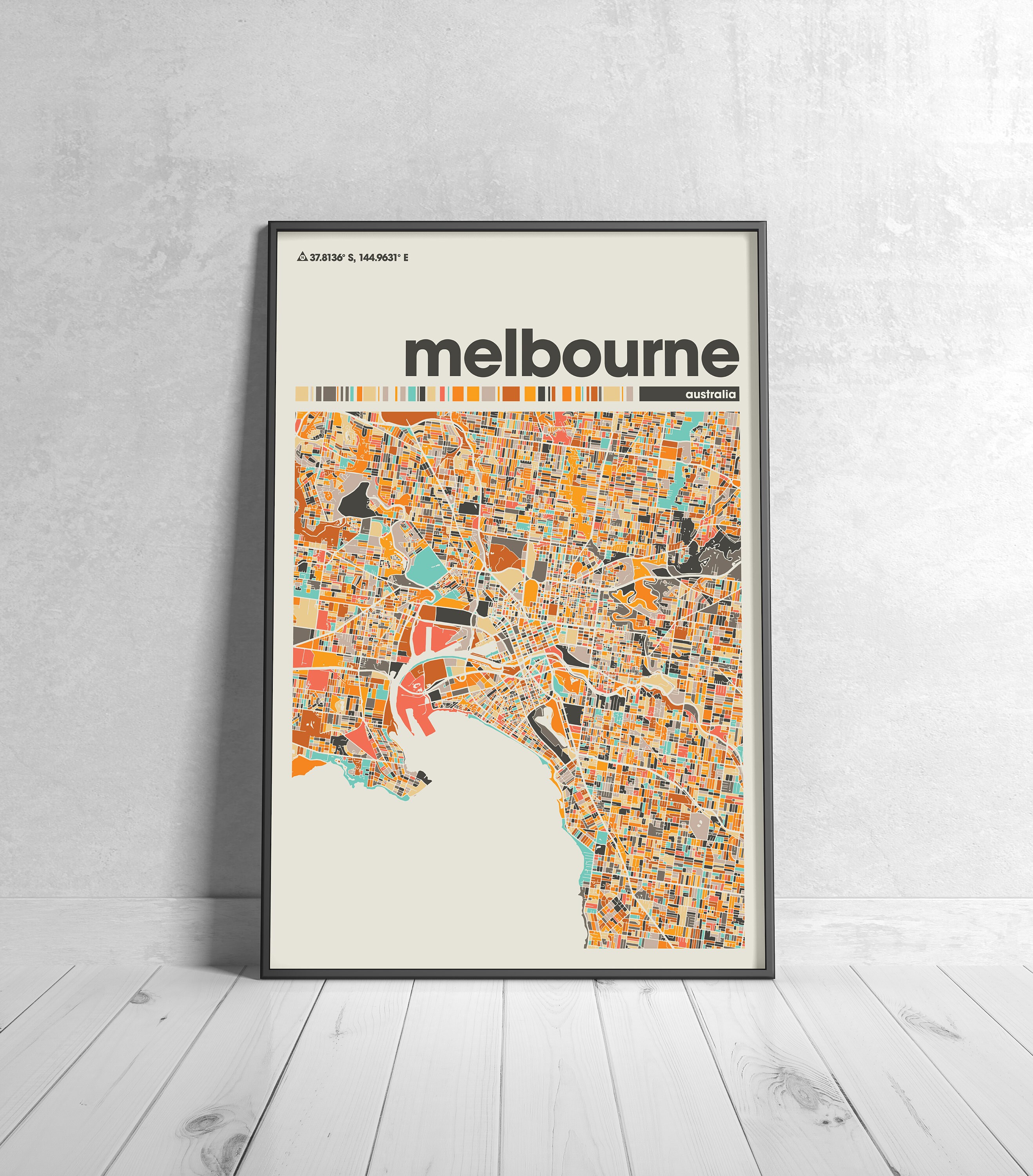Melbourne Colorful Map City of Melbourne Map Melbourne - Etsy Australia