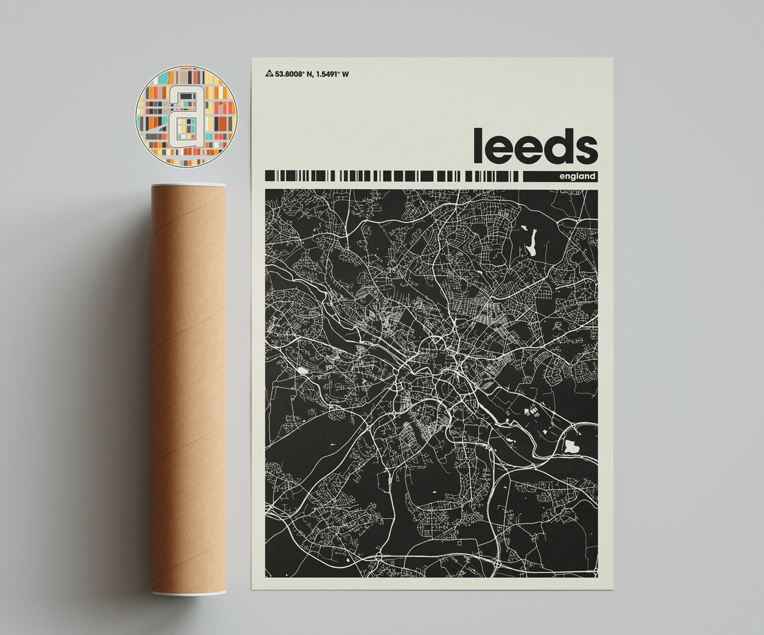 Leeds City Map, England City Map, United Kingdom Minimalist City Map ...