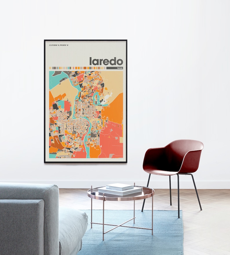 Laredo Colorful Map, City of Laredo Map, Laredo Minimalist Map, Laredo ...