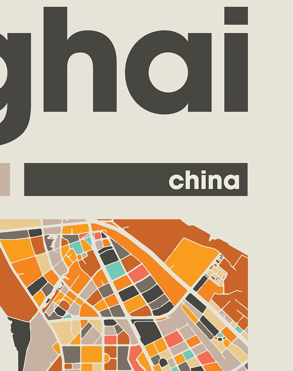 Shanghai Colorful Map, City of Shanghai Map, Shanghai Minimalist Map ...