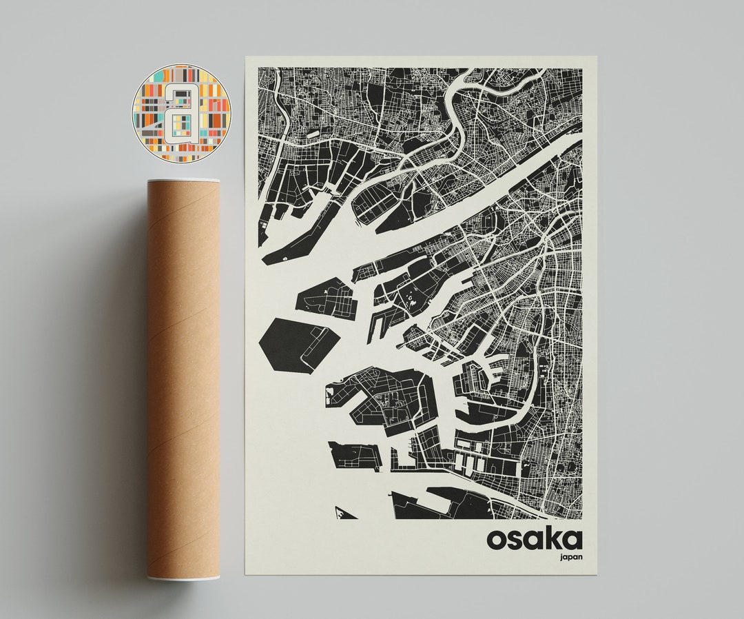 Osaka Map, Osaka Map Print, Minimalist Map, Japan Print, Minimalist ...