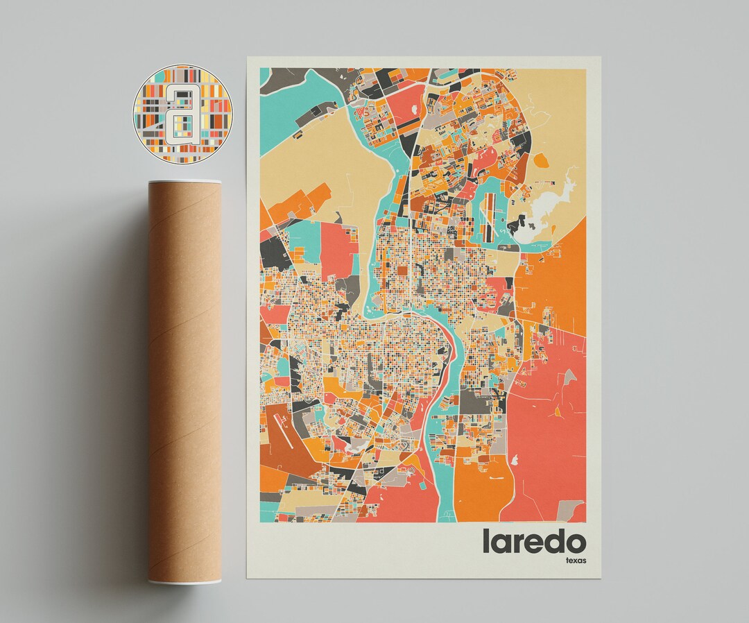 Laredo Map Print, Colorful Map, Minimalist Laredo Print, Texas City Map ...