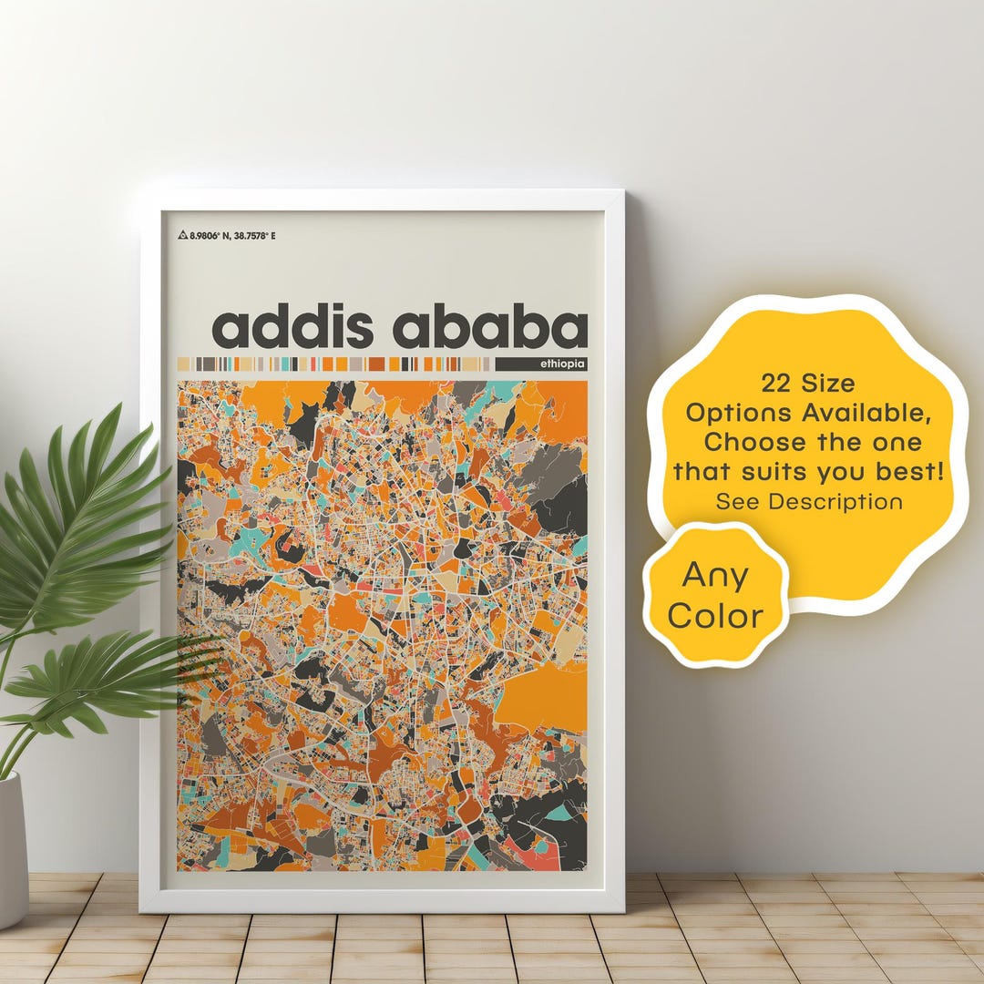 Addis Ababa Map Digital Download | Modern City Wall Art, Printable ...