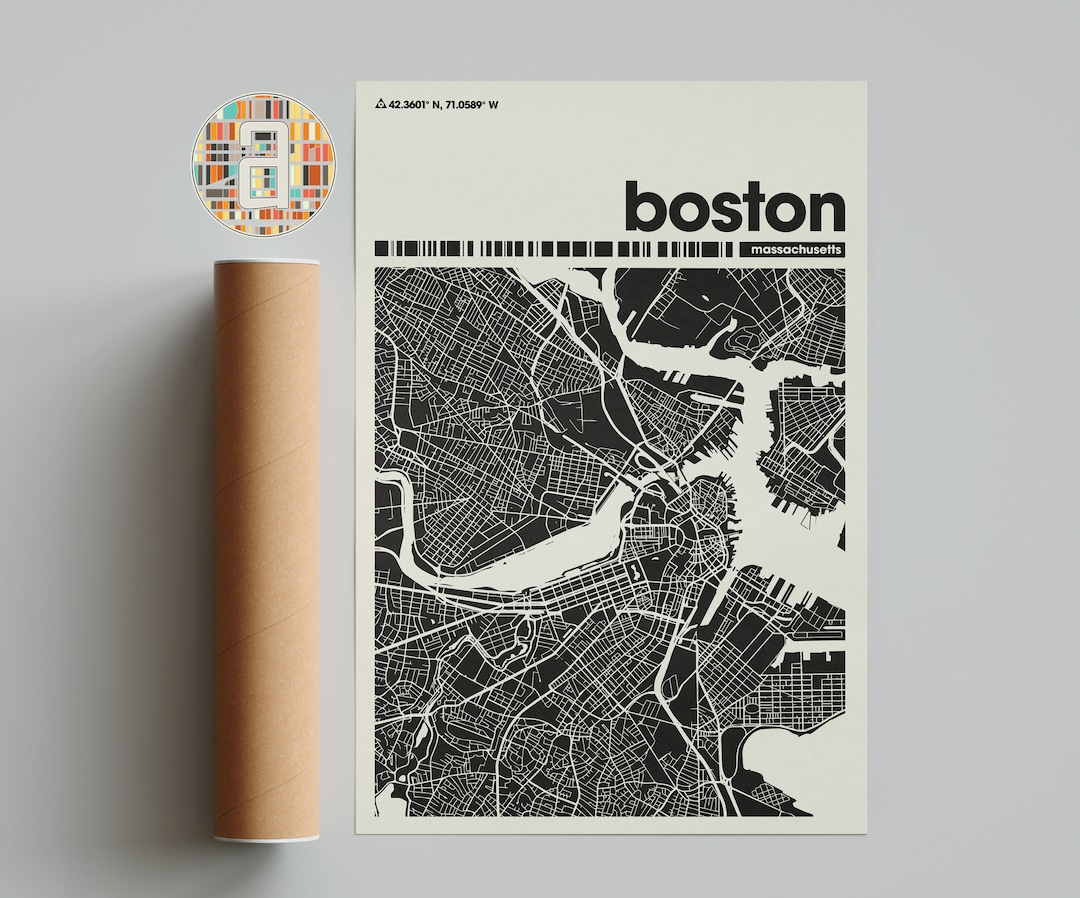 Boston Map Print, Colorful Map, Minimalist Boston Print, Germany City ...