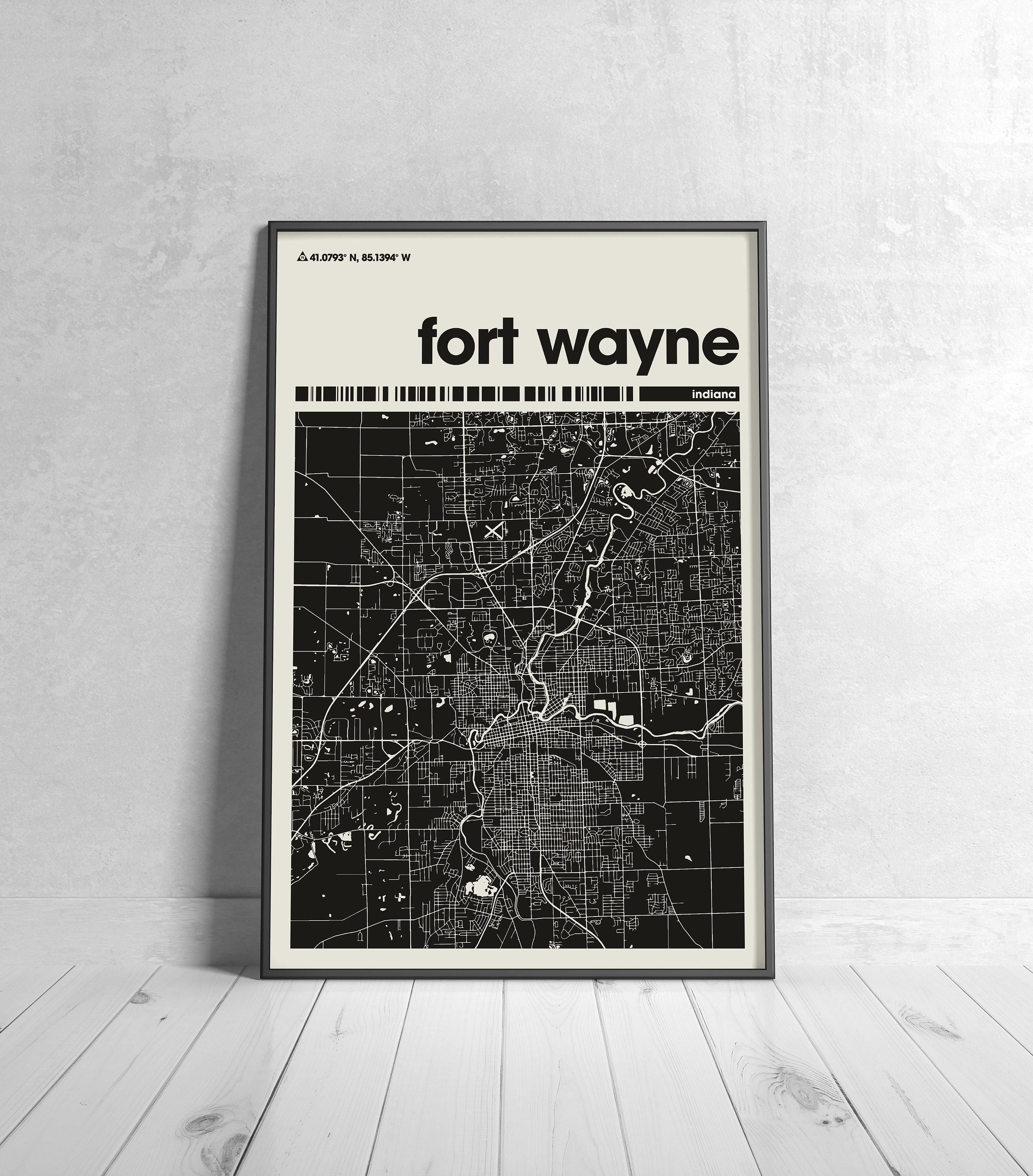 Fort Wayne City Map Indiana City Map Minimalist City Map - Etsy