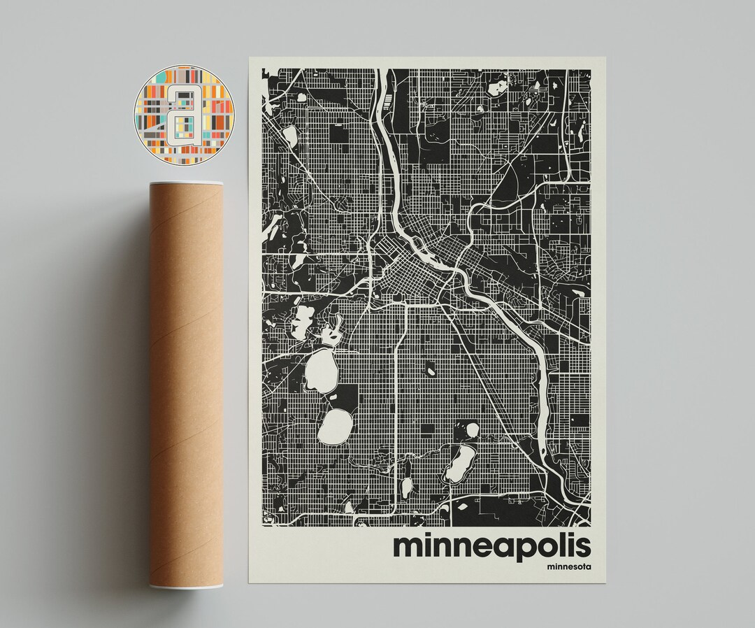 Minneapolis Map, Minneapolis Map Print, Minimalist Map, Minnesota Print ...