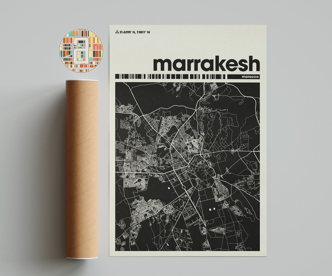 Marrakesh City Map, Morocco City Map, Minimalist City Map, Modern City ...