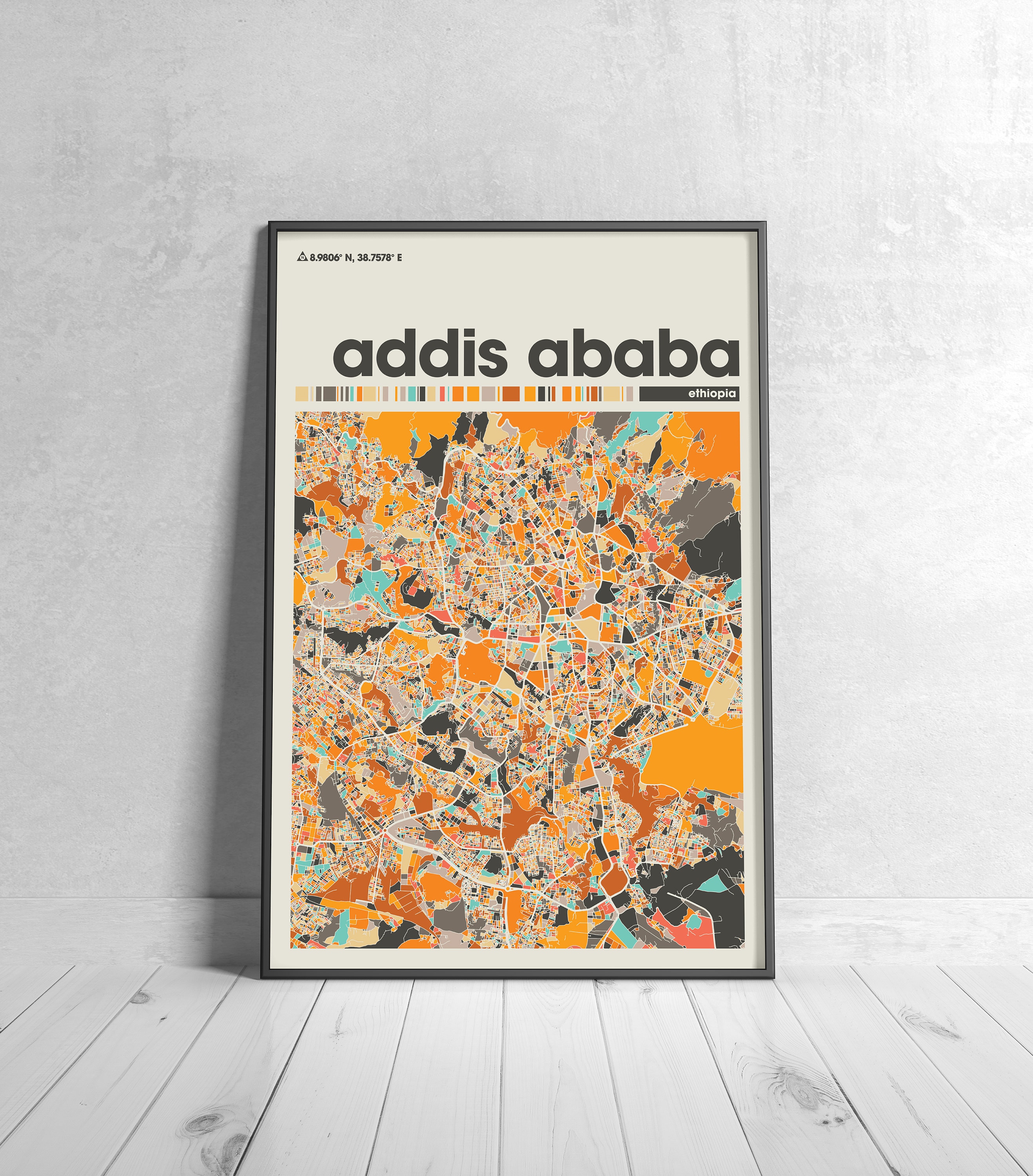 Addis Ababa Colorful Map, City of Addis Ababa Map, Addis Ababa ...