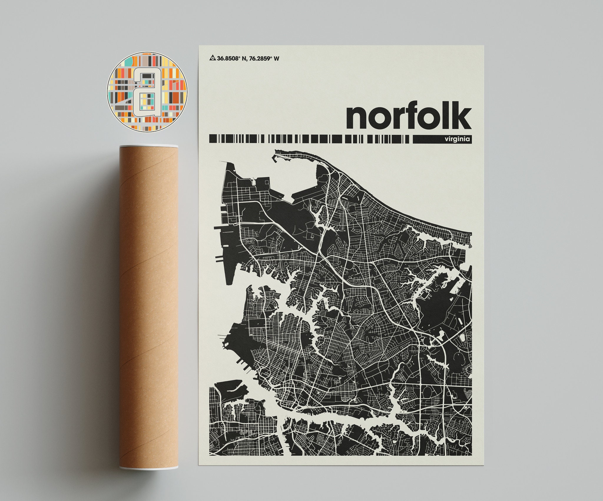 Norfolk City Map, Virginia City Map, Minimalist City Map, Modern City ...