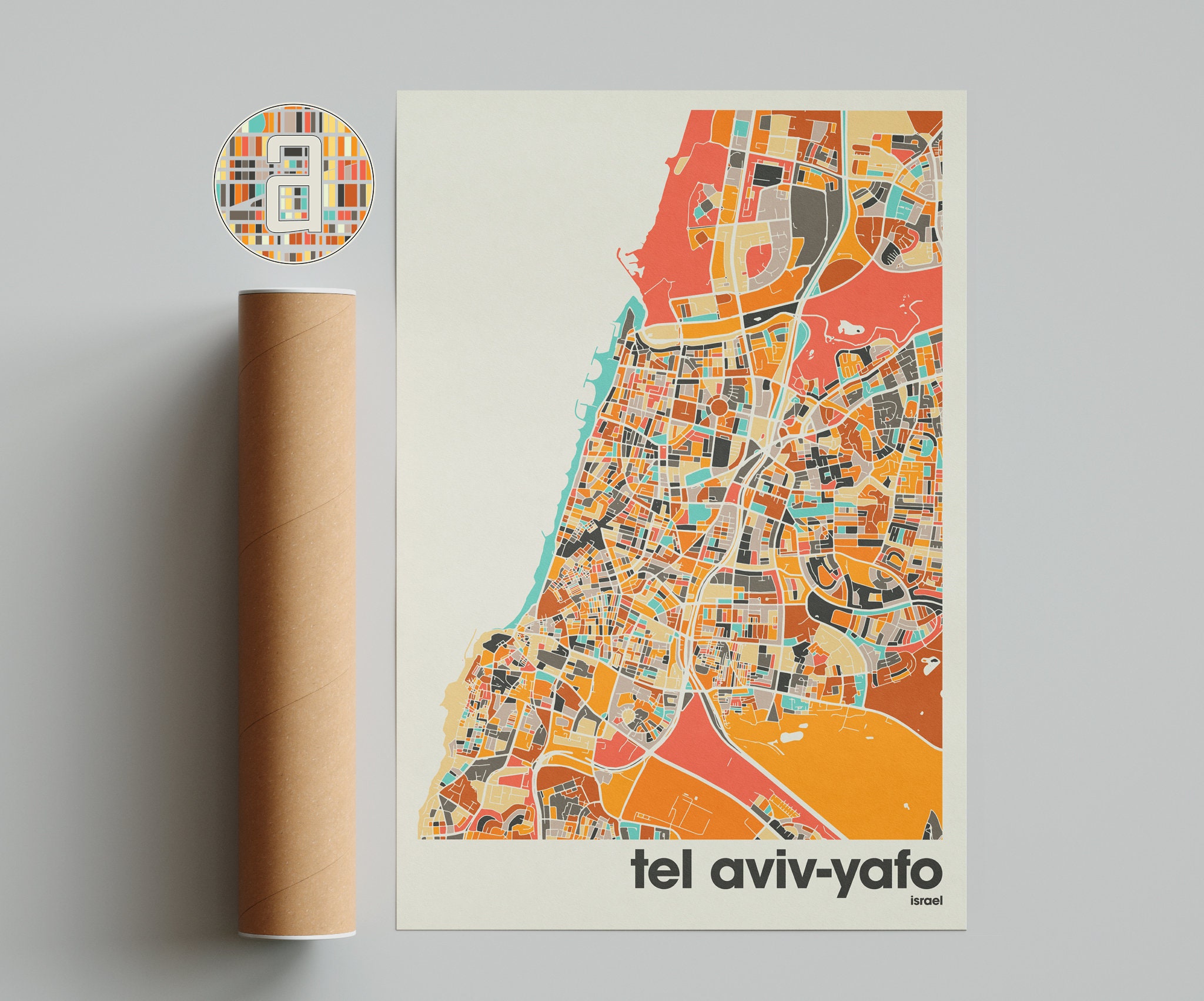Tel Aviv-yafo Map Print, Colorful Map, Minimalist Tel Aviv-yafo Print ...