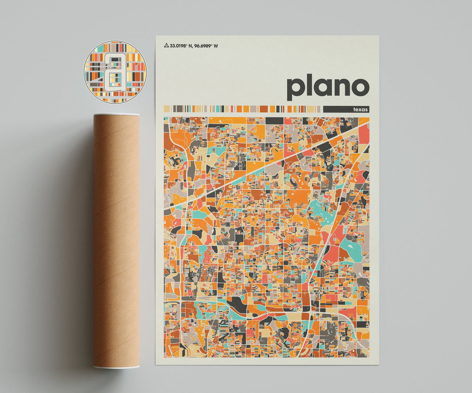 Plano Colorful Map, City of Plano Map, Plano Minimalist Map, Plano ...