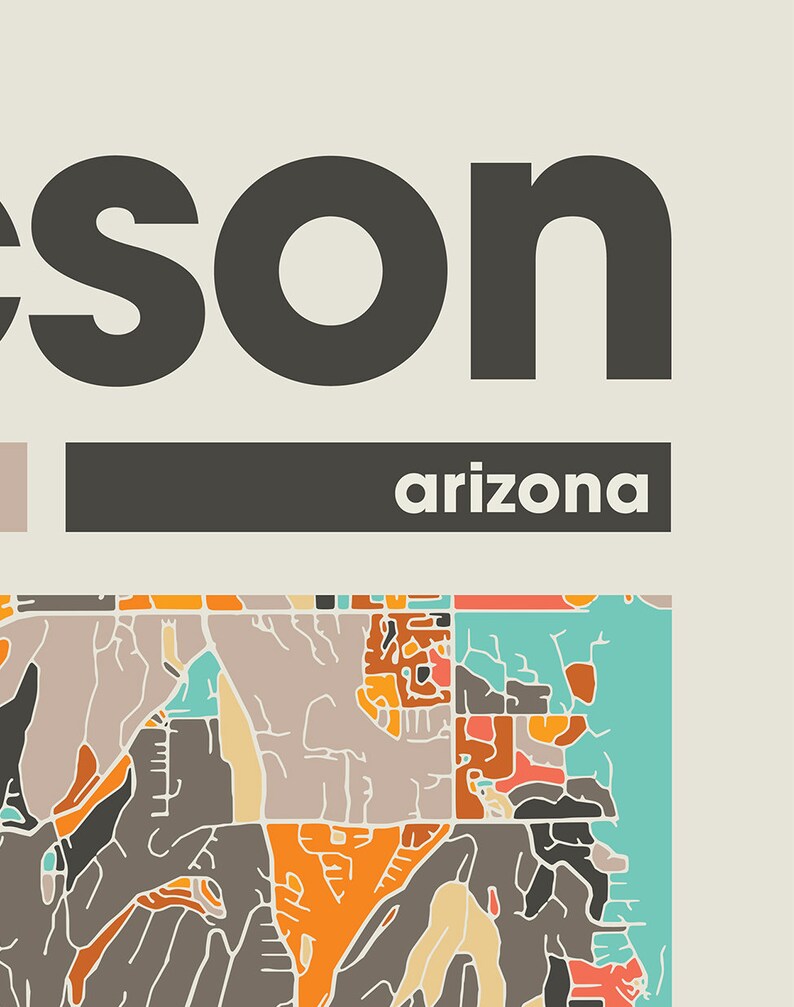 Tucson Arizona Map Art Print – Colorful Minimalist City Poster Wall Art ...
