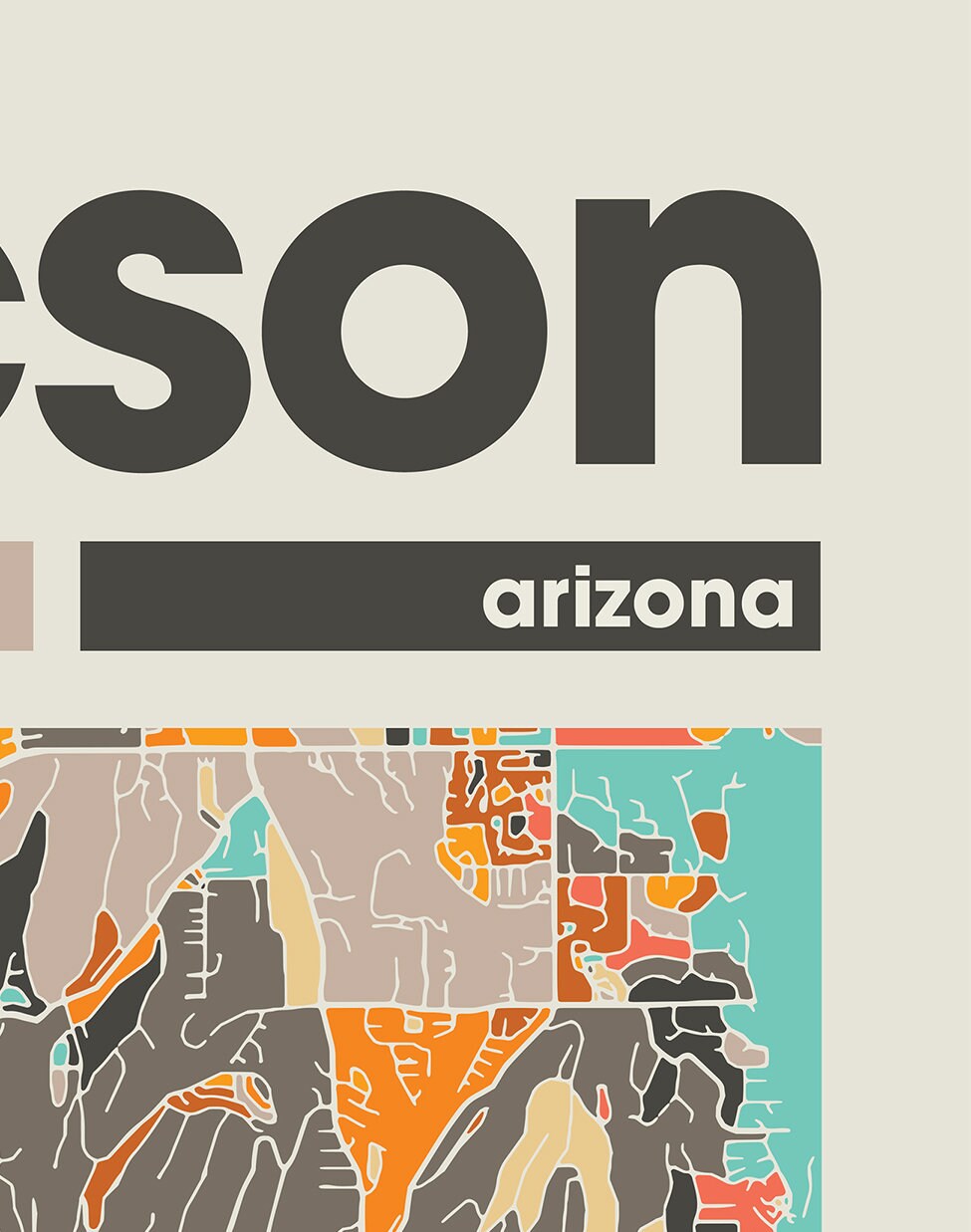 Tucson Colorful Map, City of Tucson Map, Tucson Minimalist Map, Tucson ...