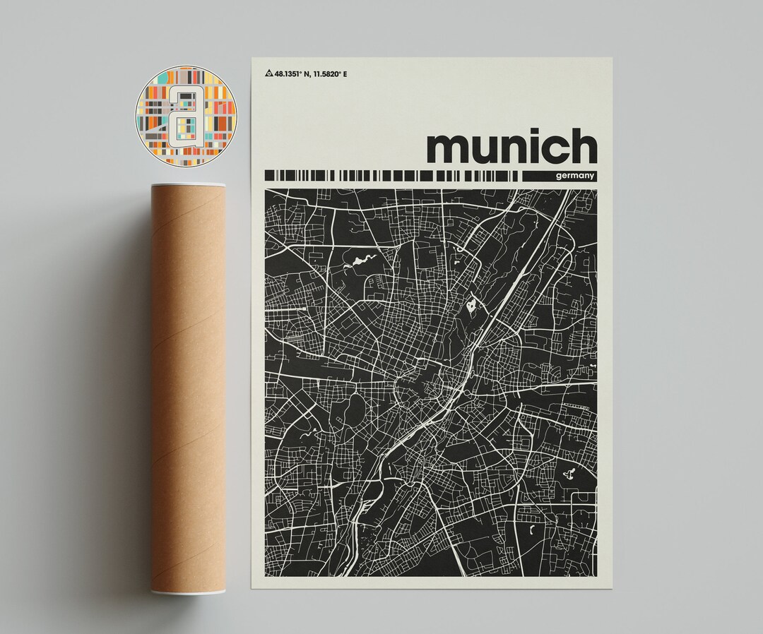 Munich City Map, Germany City Map, Minimalist City Map, Modern City Map ...
