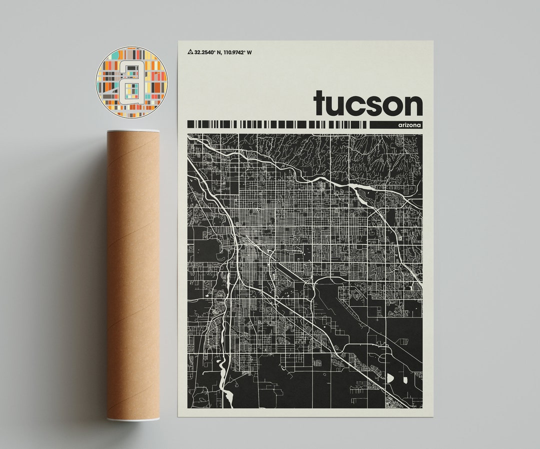 Mapa da cidade de Tucson, mapa da cidade do Arizona, mapa da cidade ...