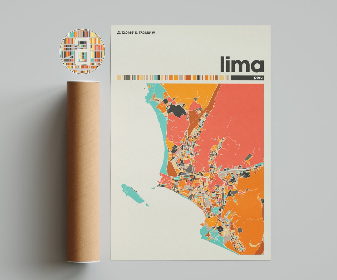 Lima Peru Map Art Print – Colorful Minimalist City Poster for Home or ...