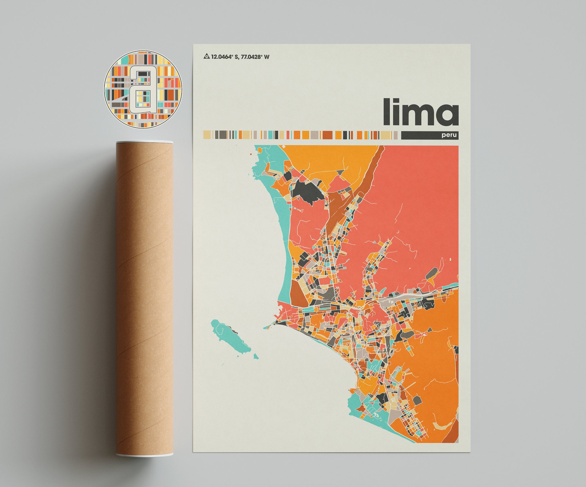 Lima Peru Map Art Print – Colorful Minimalist City Poster for Home or ...