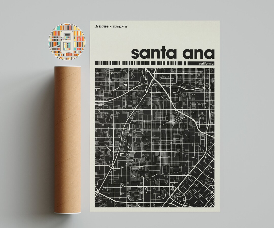 Mapa de la ciudad de Santa Ana, Mapa de la ciudad de California, Mapa ...