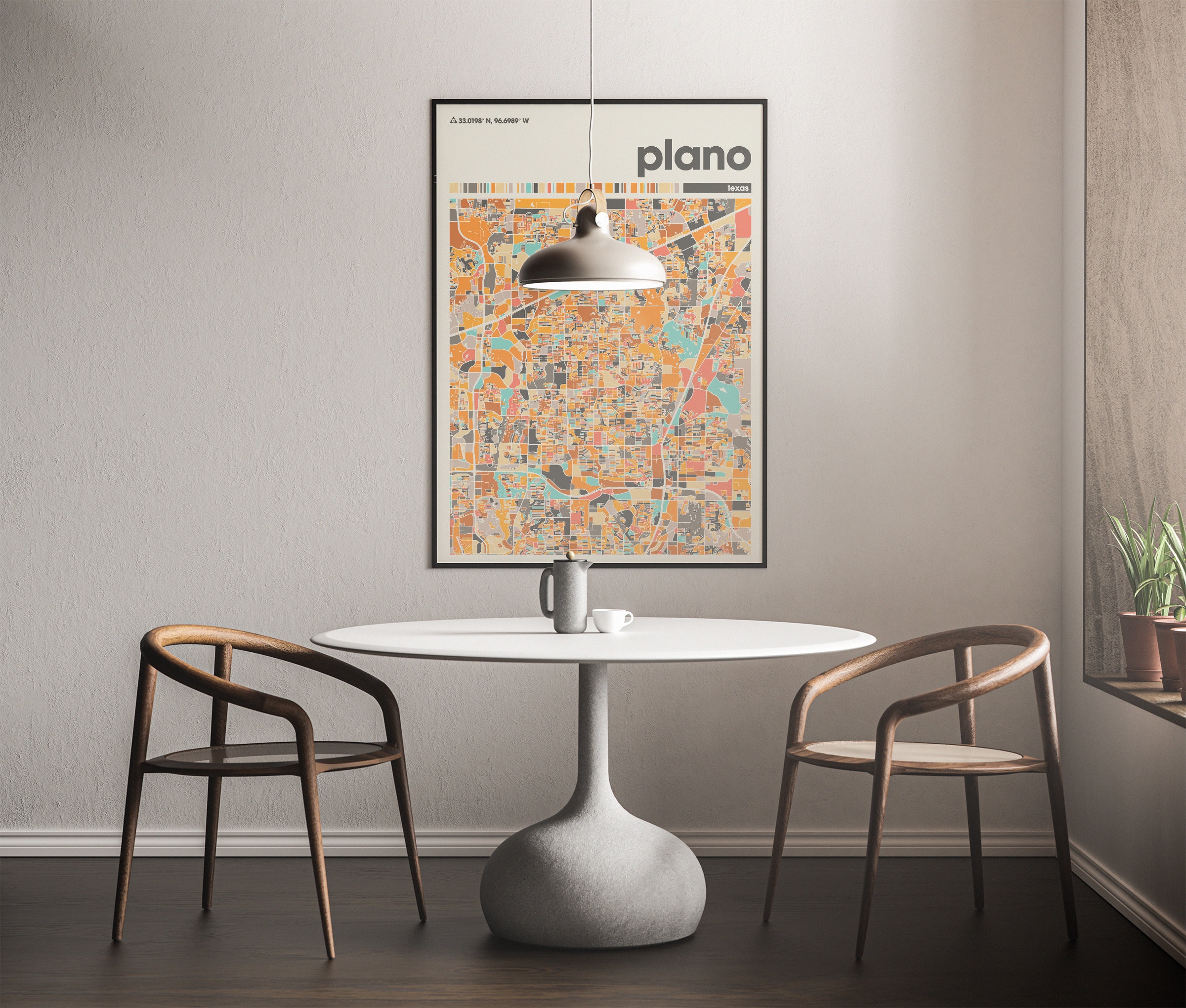 Plano Colorful Map, City of Plano Map, Plano Minimalist Map, Plano ...