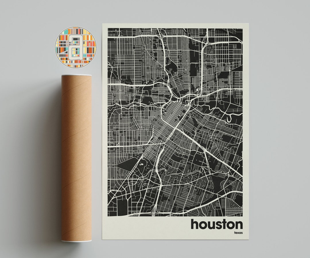 Houston Colorful Map, City of Houston Map, Houston Minimalist Map ...