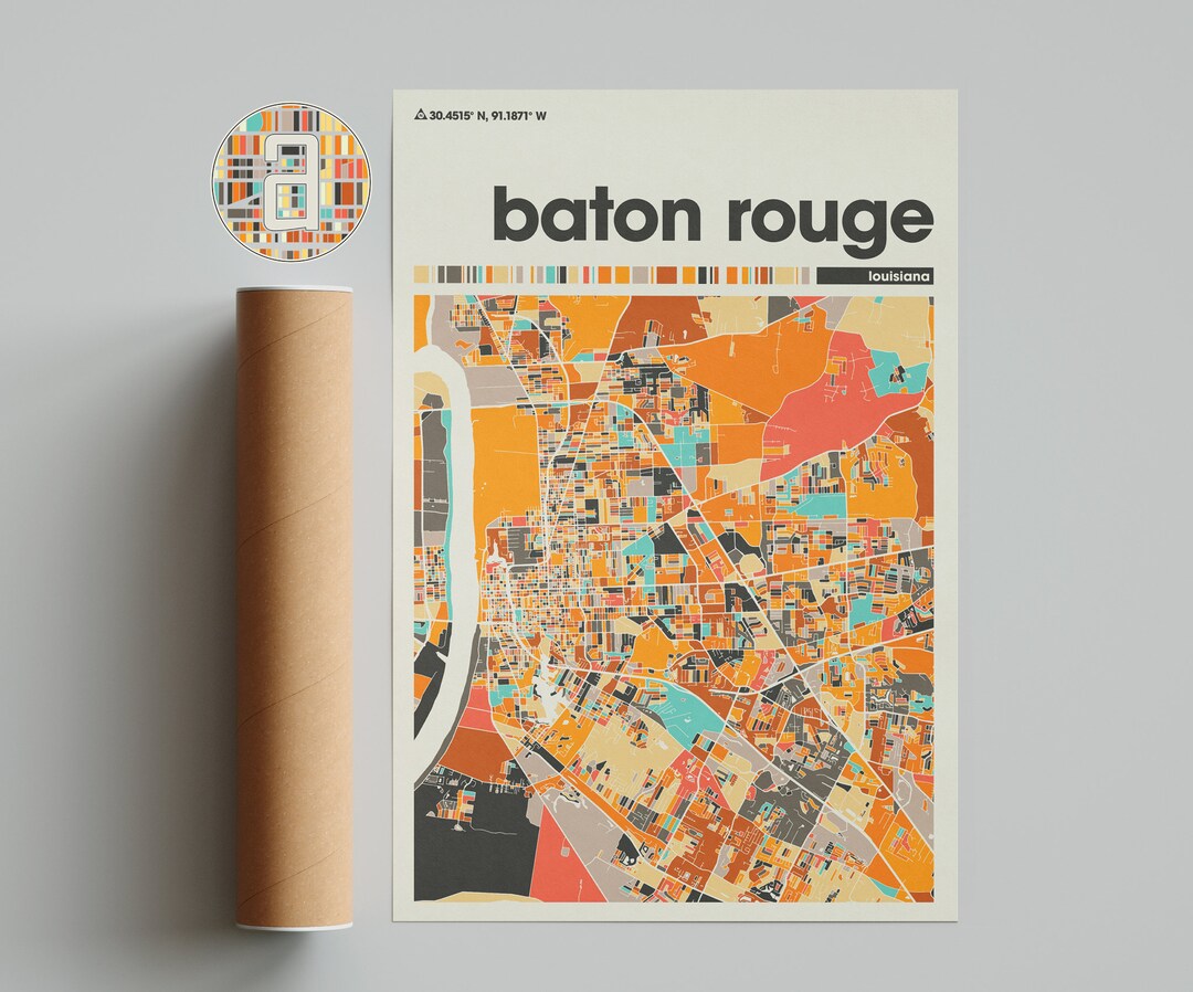 Baton Rouge Colorful Map, City of Baton Rouge Map, Baton Rouge ...