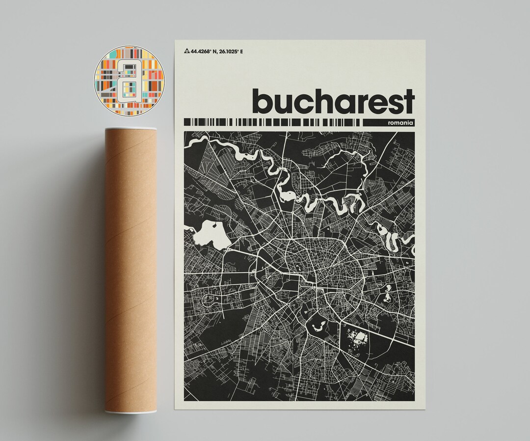 Bucharest City Map, Romania City Map, Minimalist City Map, Modern City Map, Custom City Poster ...