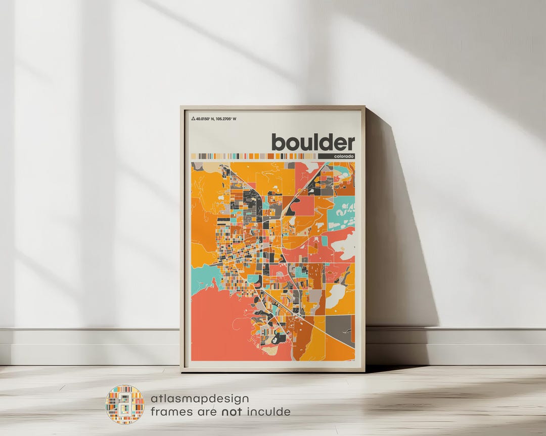 Boulder Colorado Map Art Print – Minimalist Colorful City Wall Poster ...