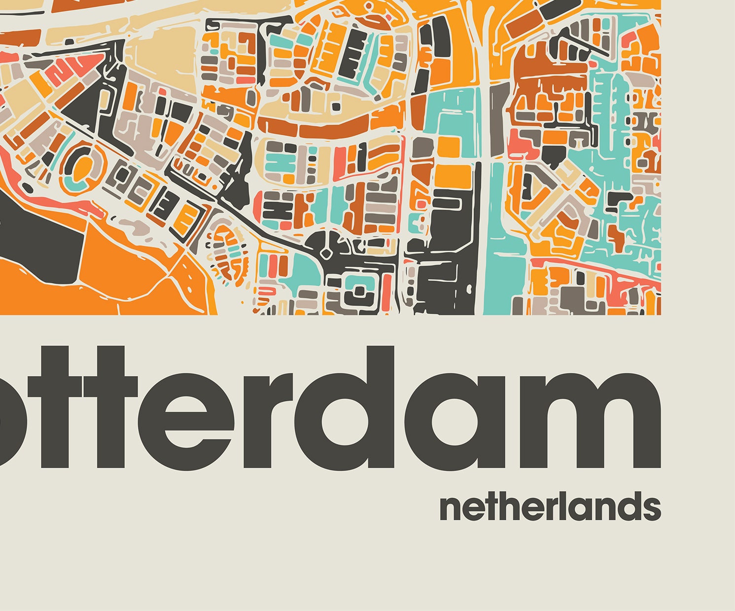 Rotterdam Map Print, Colorful Map, Minimalist Rotterdam Print ...