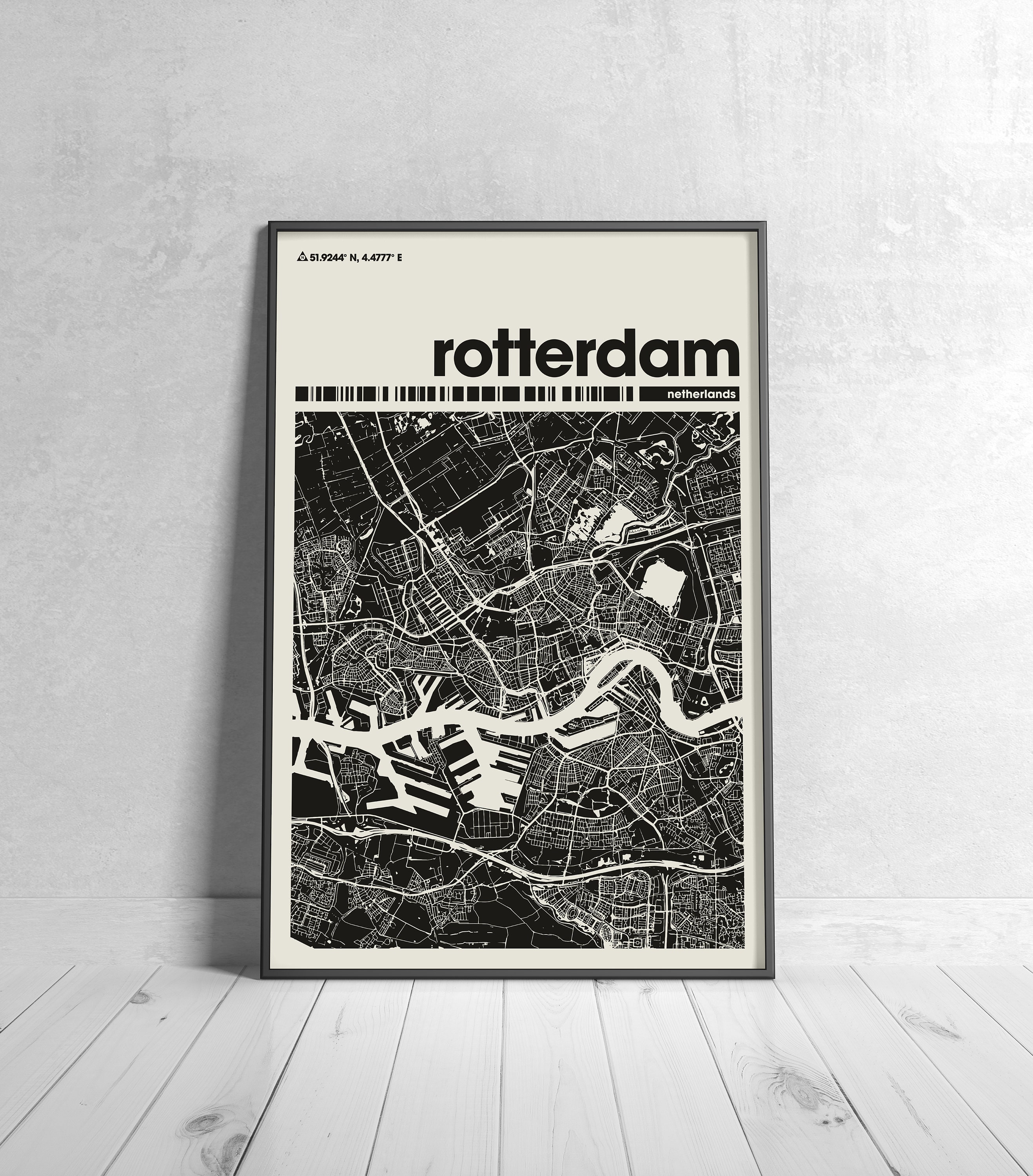 Rotterdam City Map, Netherlands City Map, Minimalist City Map, Modern ...