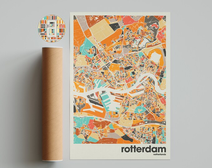 ROTTERDAM MAP - Minimalist Rotterdam Art Print, Customizable City Map ...
