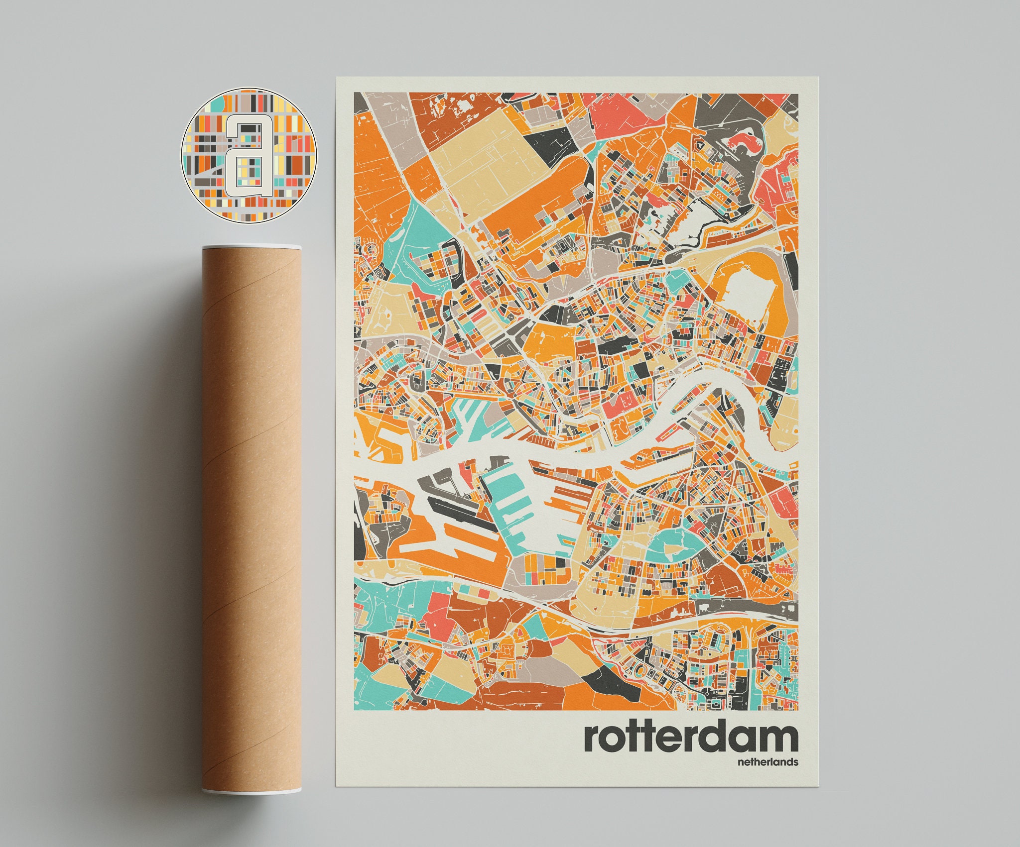 Rotterdam Map Print, Colorful Map, Minimalist Rotterdam Print ...