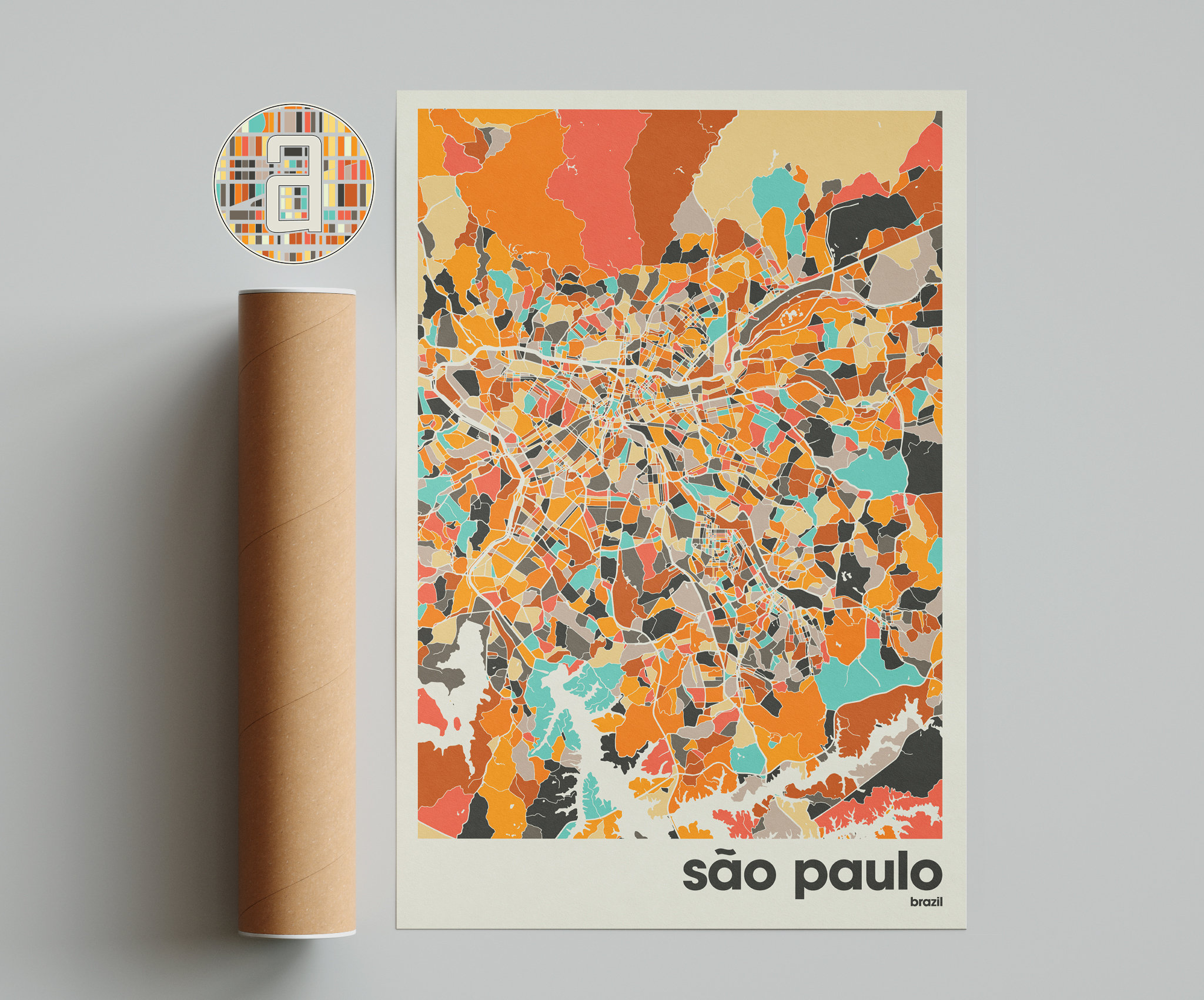 Sao Paulo Map Print, Colorful Map, Minimalist Sao Paulo Print, Brazil ...