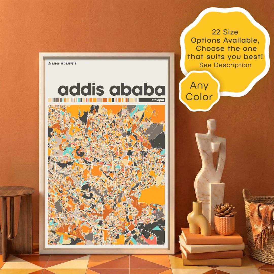 Addis Ababa Ethiopia Map Art Print – Modern City Poster Digital ...