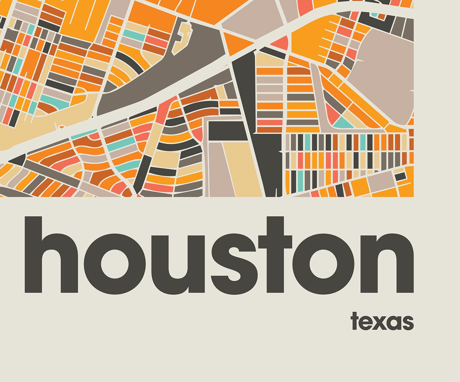 Houston City Map, Texas City Map, Minimalist City Map, Modern City Map ...