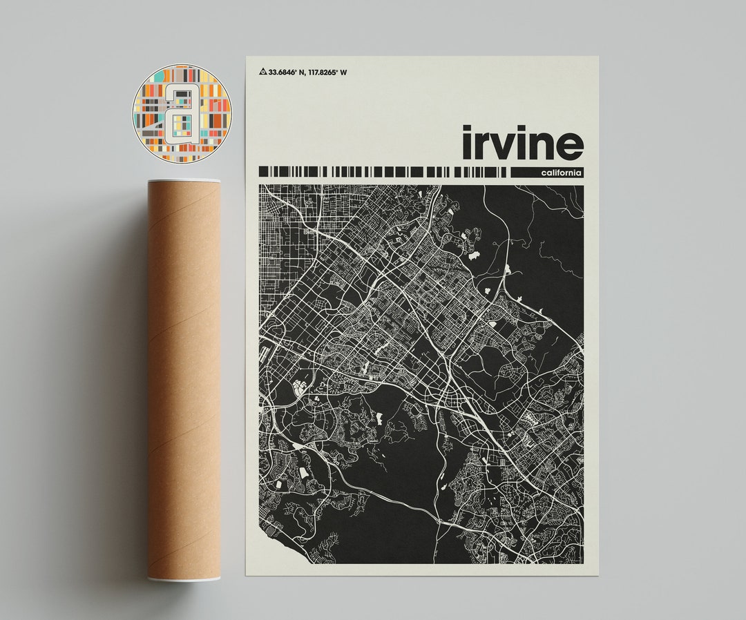 Irvine City Map, California City Map, Minimalist City Map, Modern City ...