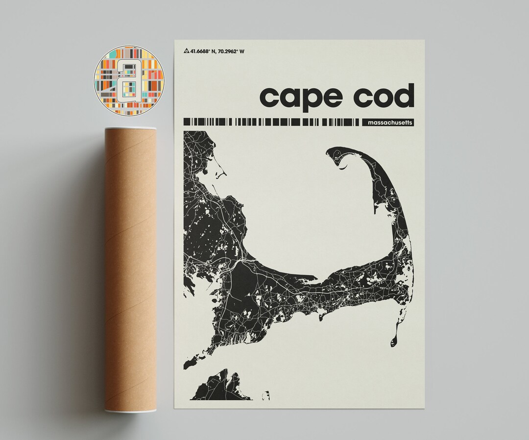 Cape Cod City Map, Massachusetts City Map, Minimalist City Map, Modern ...