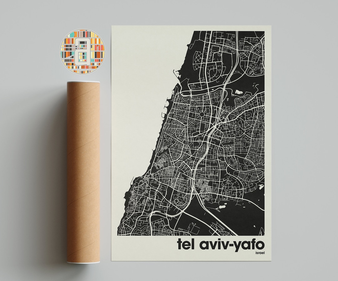 Tel Aviv-yafo Map, Tel Aviv-yafo Map Print, Minimalist Map, Israel ...