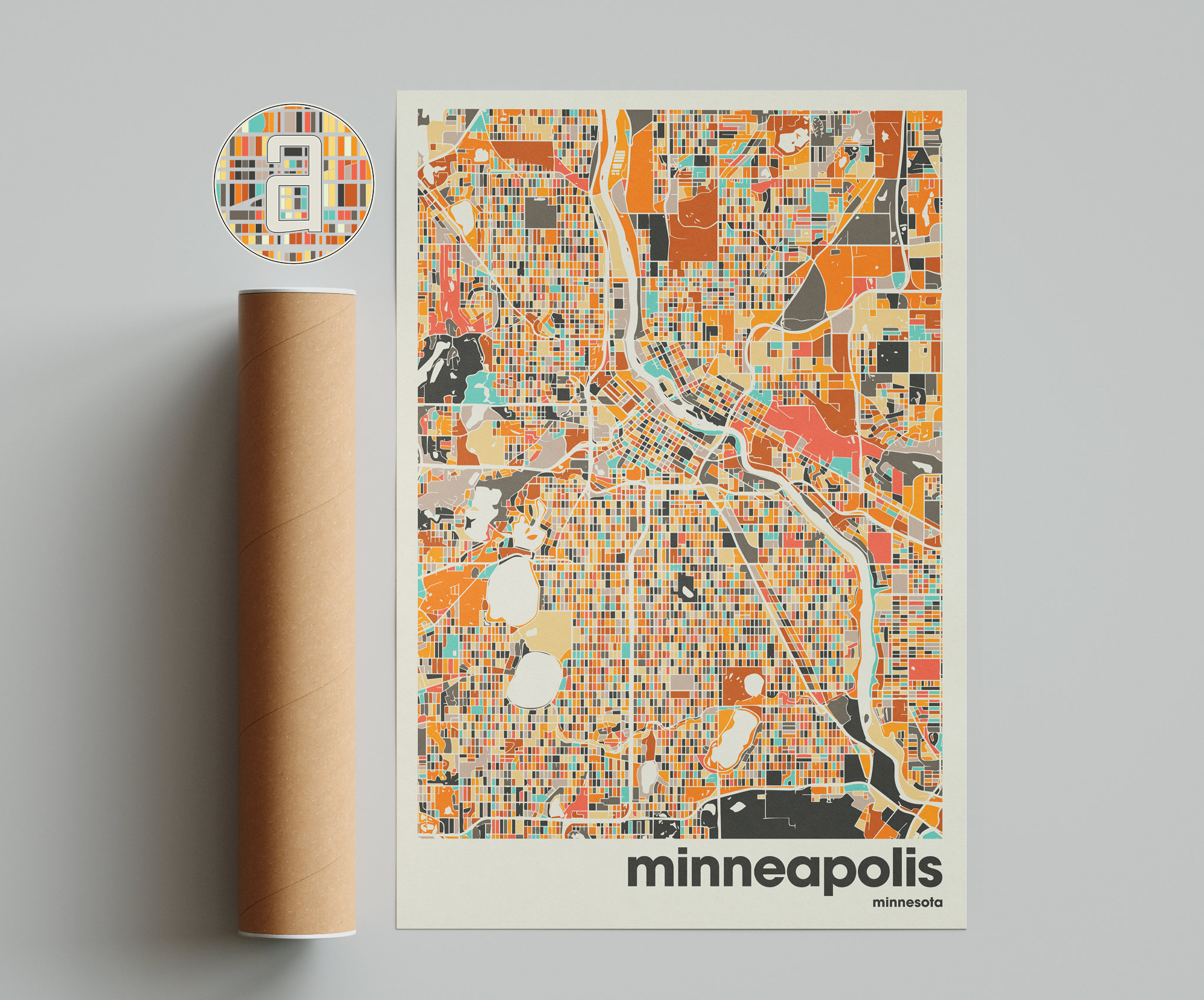 Minneapolis Map Print, Colorful Map, Minimalist Minneapolis Print ...