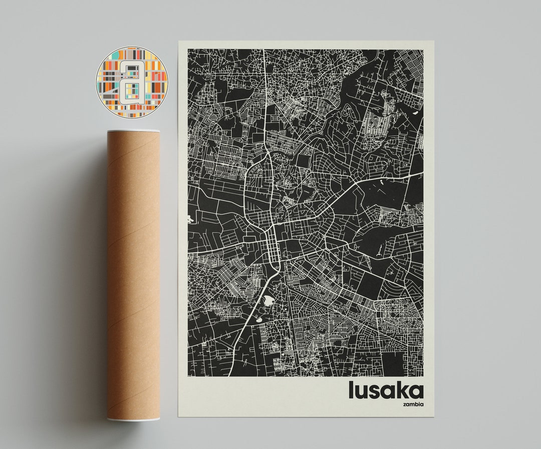 Lusaka Colorful Map, City of Lusaka Map, Lusaka Minimalist Map, Lusaka ...