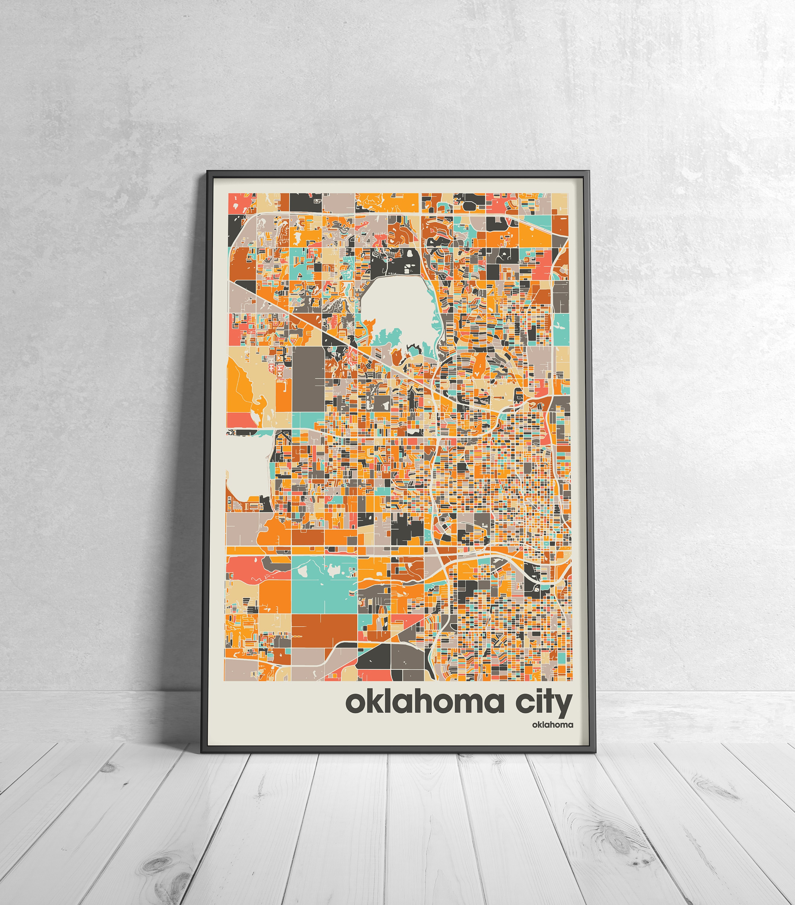 Oklahoma City Map Print, Colorful Map, Minimalist Oklahoma City Print ...