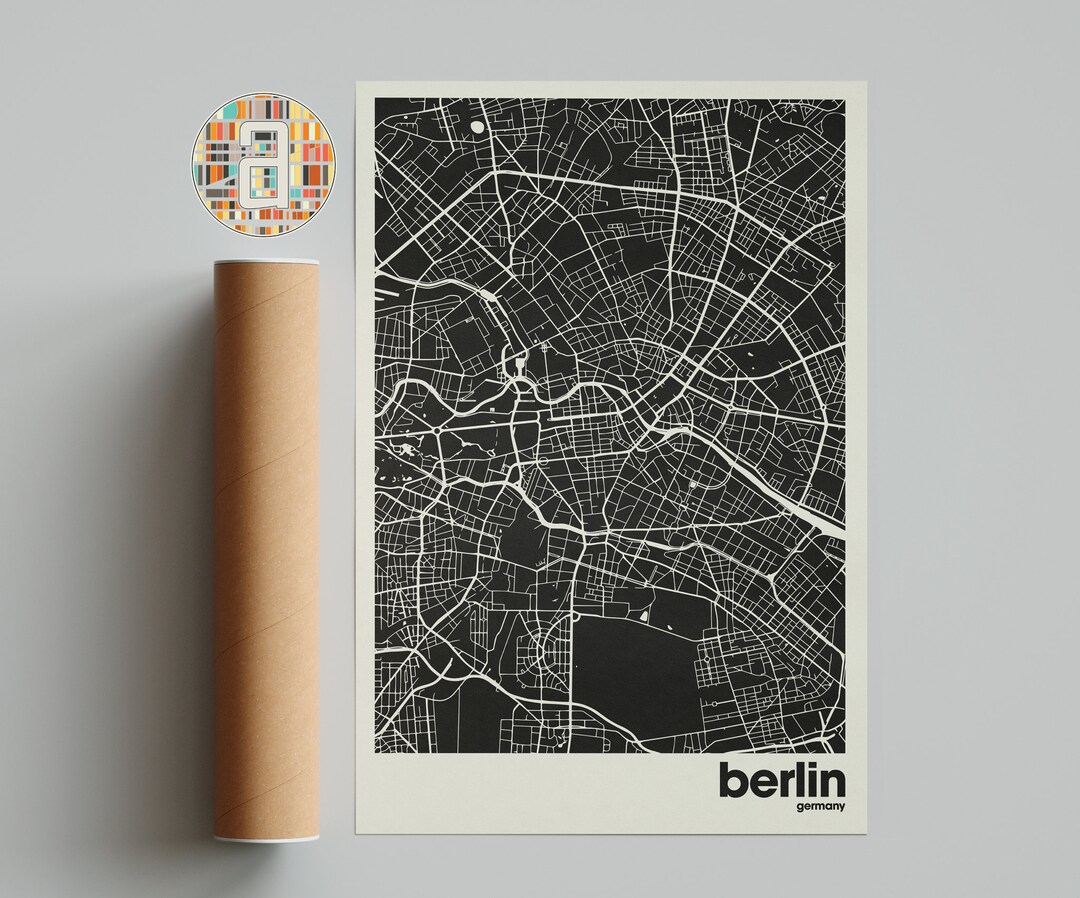 Berlin Colorful Map, City of Berlin Map, Berlin Minimalist Map, Berlin ...