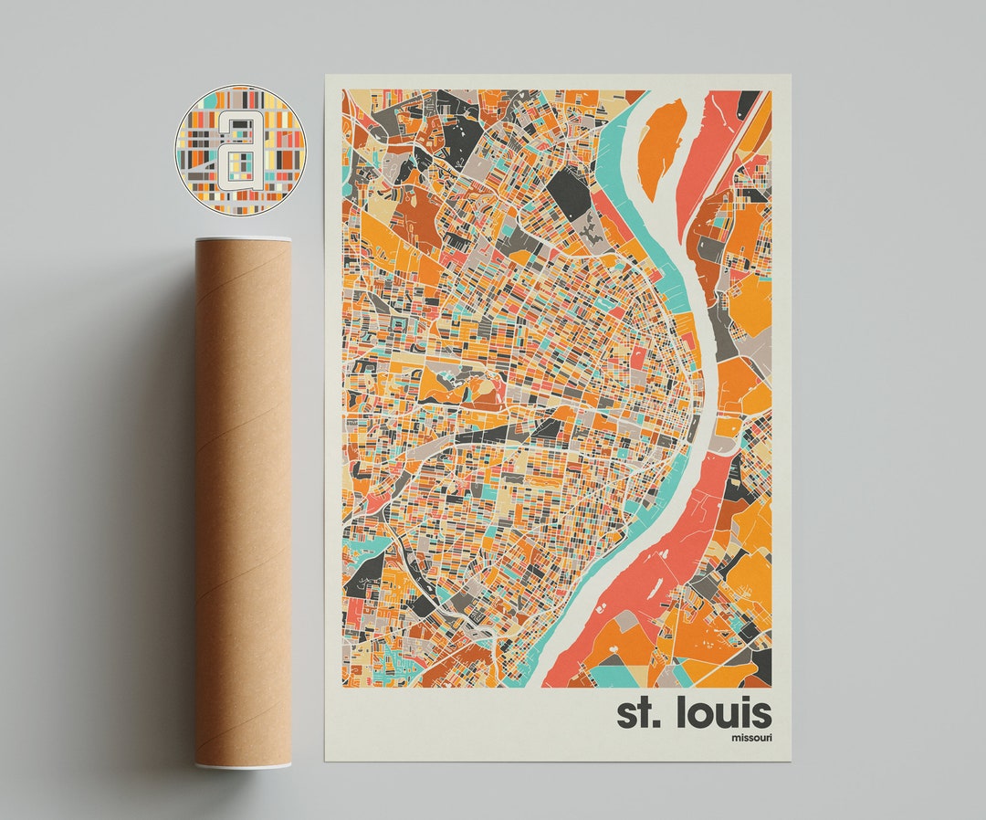 St. Louis Map Print, Colorful Map, Minimalist St. Louis Print, Missouri ...