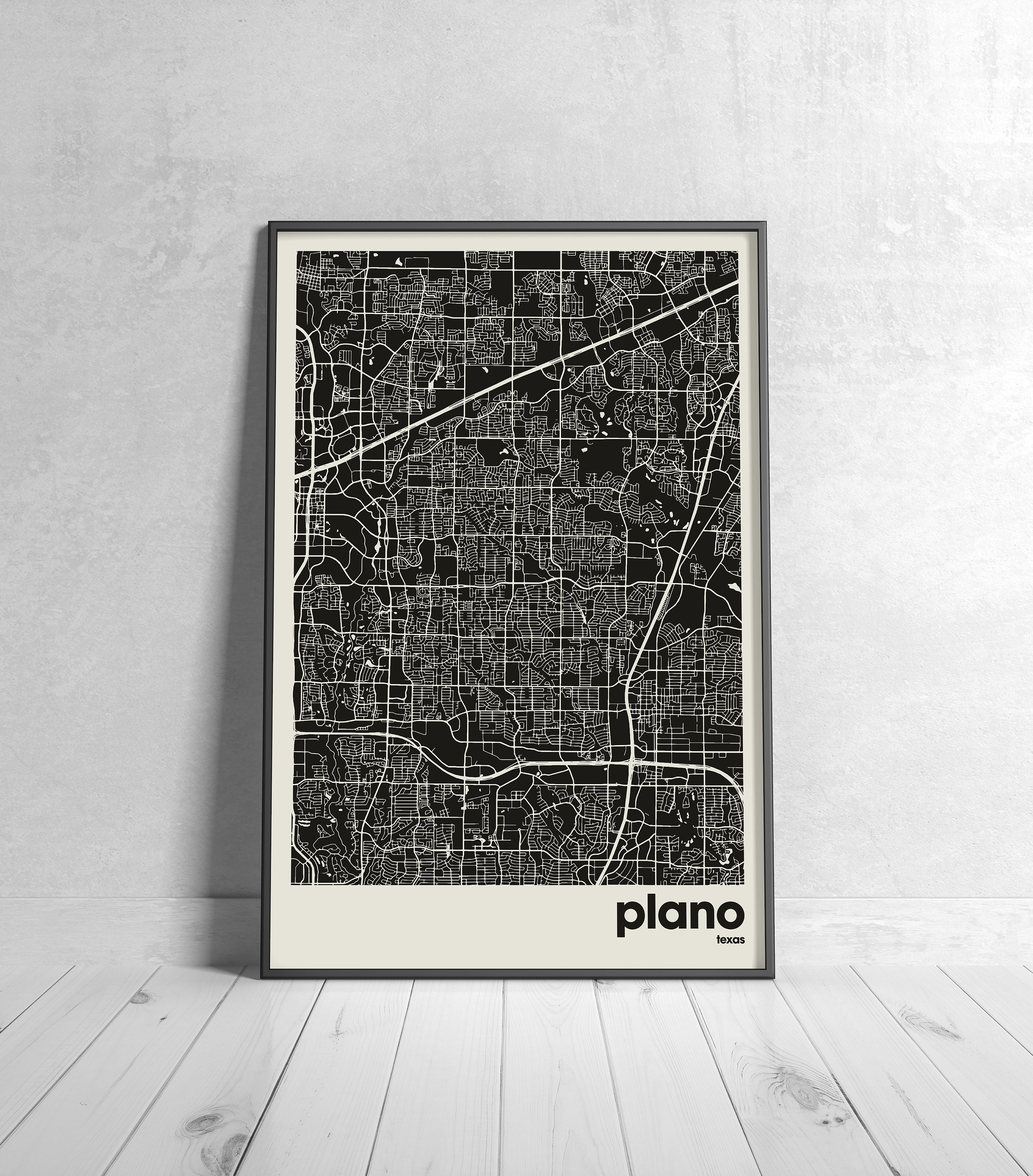Plano Map Plano Map Print Minimalist Map Texas Print - Etsy
