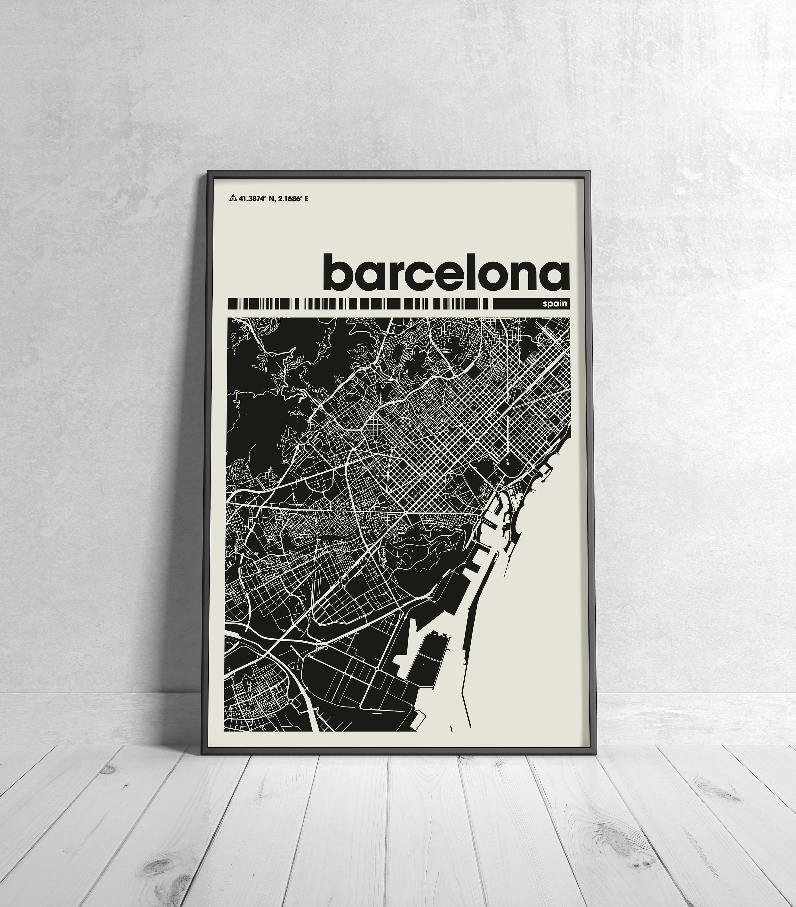 Barcelona Map Print, Colorful Map, Minimalist Barcelona Print, Texas ...
